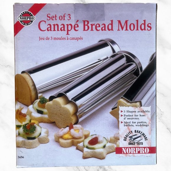 Dining | Vintage Set Of 3 Canape Bread Molds Star Heart Flower Shapes ...